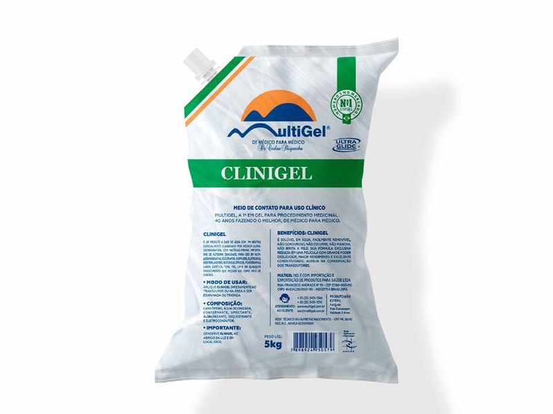 Gel Condutor Incolor - Clinigel - Sem Álcool - Bag 5kg - Multigel | ISP ...